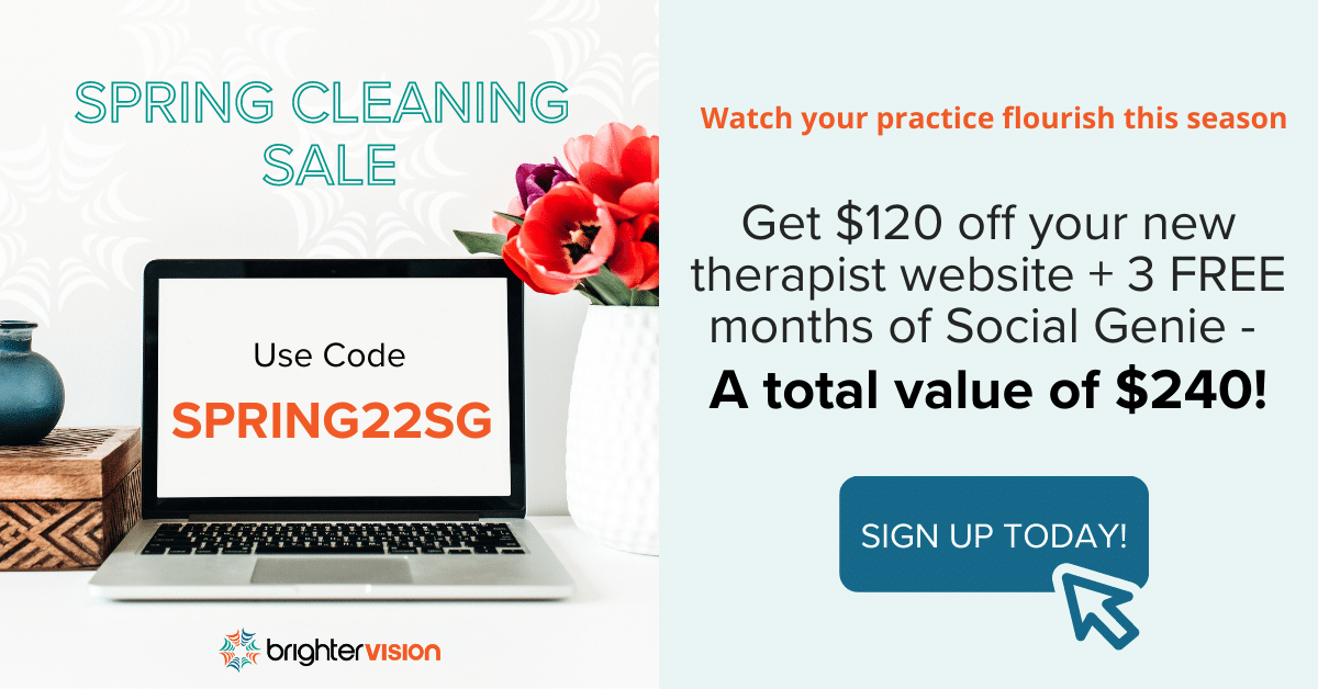 Get $240 Off Therapist Websites & Marketing | Spring Cleaning Sale